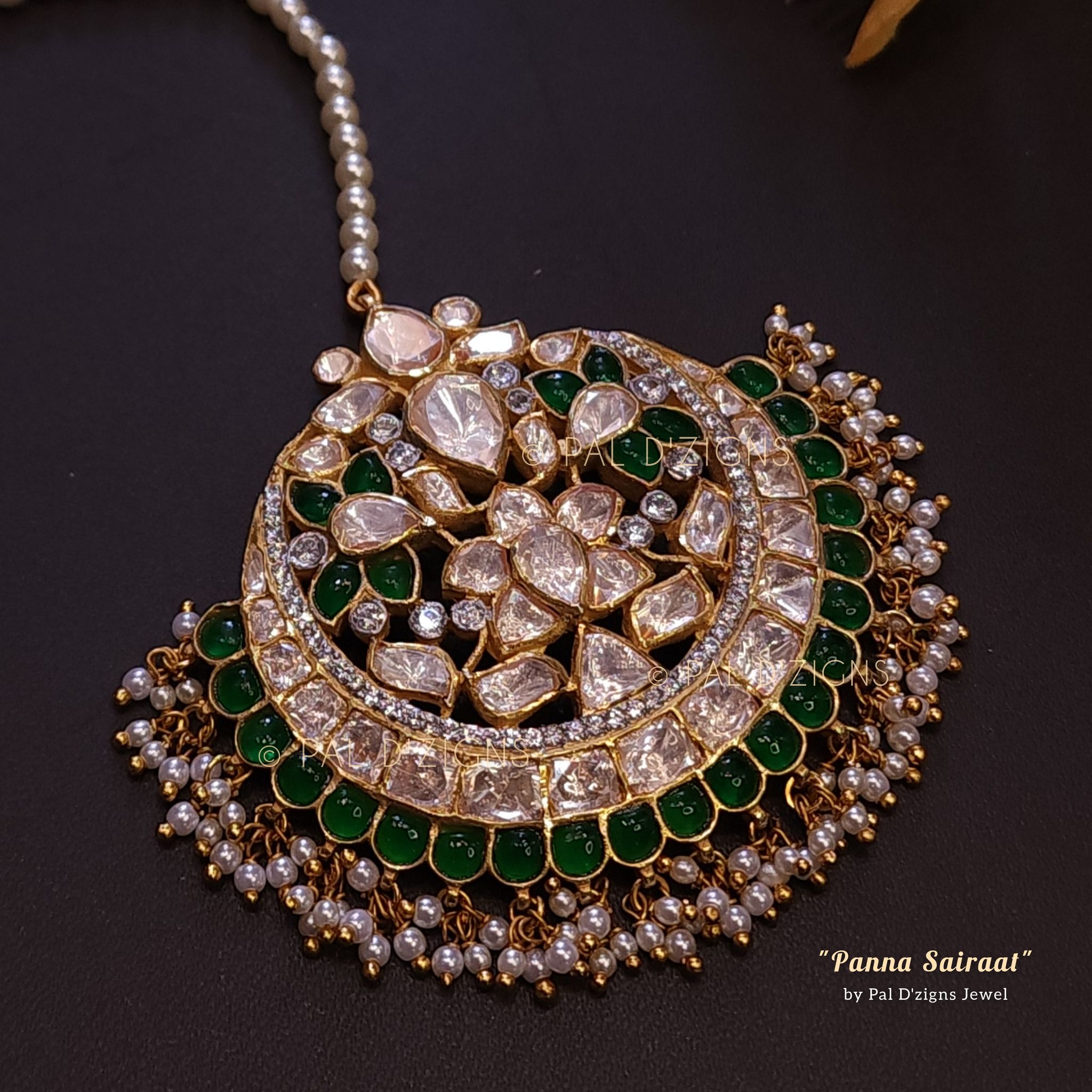 Panna sairaat moissanite polki tika