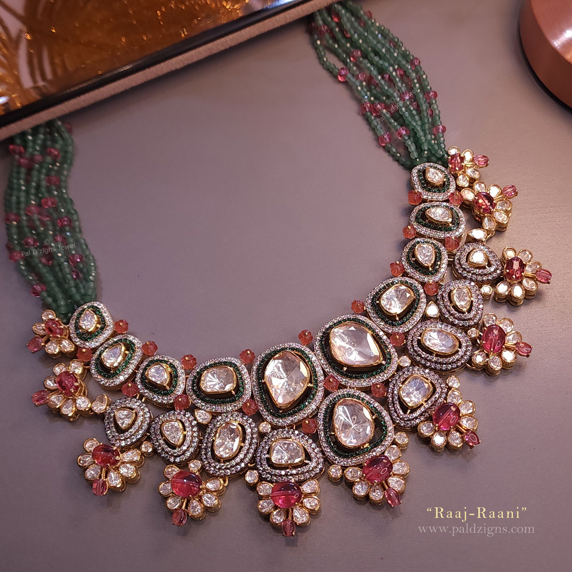 Raaj raani moissanite polki necklace