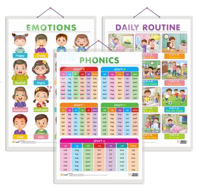 Set of 3 EMOTIONS, DAILY ROUTINE and PHONICS - 1 Early Learning ...